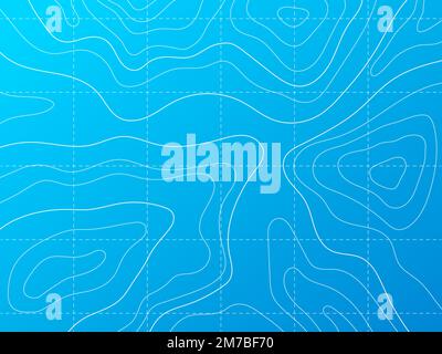 Ocean topographic line map with curvy wave isolines vector illustration ...