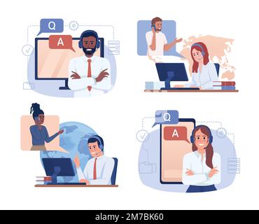 Global customer service 2D vector isolated illustration Stock Vector ...