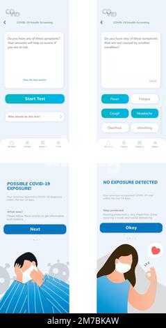 COVID-19 health screening app template vector mobile screen Stock ...