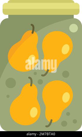 Pickle pear icon flat vector. Glass food. Can product isolated Stock ...