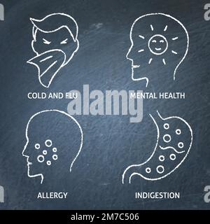 Medical specialties and symptoms icon set in flat style. Medicine ...