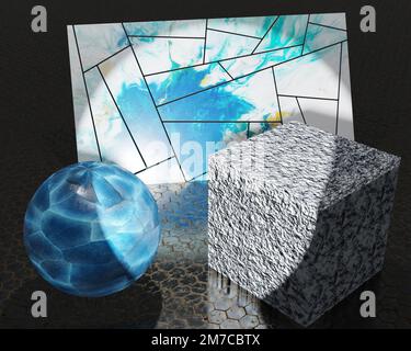 Various forms of 3d rendering designs that can be used for poster ...