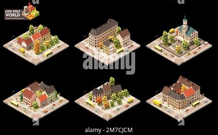 Vector isometric world map creation set. Combinable map elements. Small ...