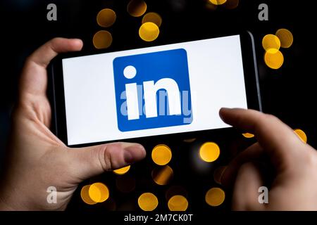 Poland. 06th Jan, 2023. In this photo illustration a Like Button logo ...