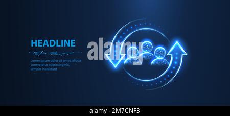 HR update. Three man icons inside arrows in the circle form. Human ...