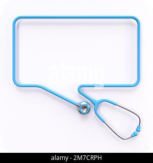 Rectangular horizontal stethoscope comic bubble 3D rendering ...