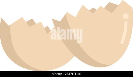 Egg shell trash icon flat vector. Waste food. Dry plastic isolated ...