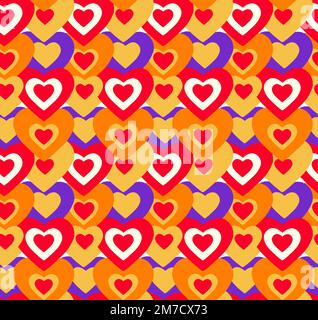 Cute Pink Distorted Hearts Seamless Pattern. Vector Background for ...
