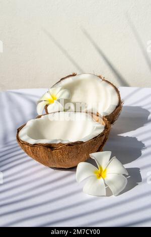 Coconuts with flower, isolated on white Stock Photo - Alamy