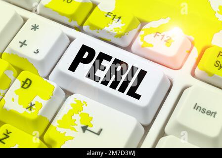 Conceptual display Peril. Word Written on indicates something extremely ...