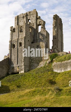 A ruined castle showing battlemnets towers adnd walls Stock Photo - Alamy