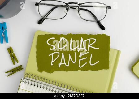 Text sign showing Solar Panel. Business concept designed to absorb suns ...