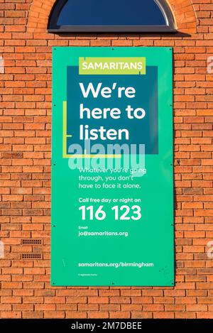 Sign outside Samaritans office in Birmingham city centre Stock Photo ...