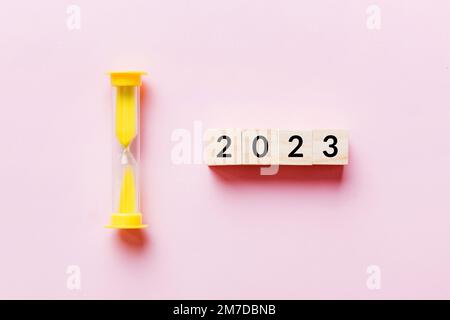 New Year 2023 sand timer. Resolution, time, plan, goal, motivation ...