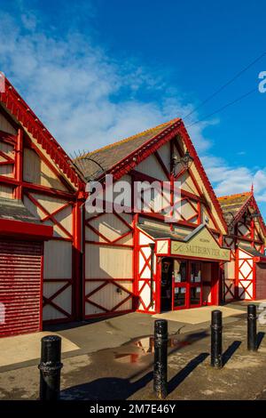 Entrance to Saltburn Pier in Saltburn-by-the-Sea near Redcar in ...