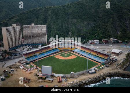 An aerial view of the La Rinconada baseball stadium in Caracas ...