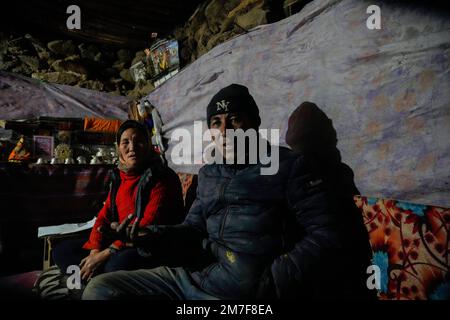 Dolma Angmo, wife of nomad Tsering Angchuk, attends her hardy Himalayan ...
