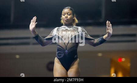 Georgia's Naya Howard competes on the beam during an NCAA gymnastics ...