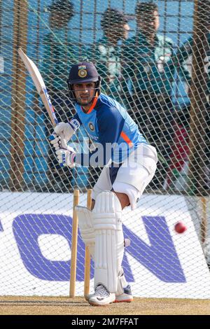 India's Shubman Gill during a practice session ahead of their first ...