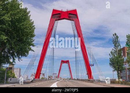 Holland, Rotterdam, Willemsbrug or William's Bridge, a cable stayed ...