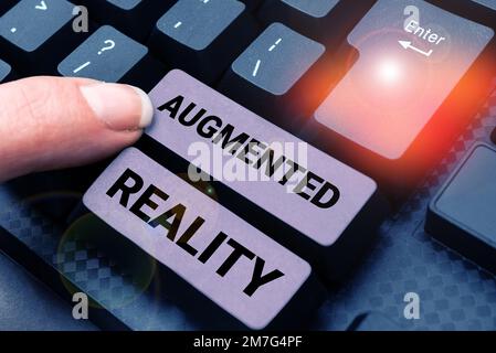 Hand writing sign Augmented Reality. Conceptual photo technology that ...