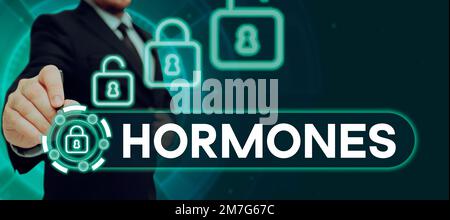 Hand writing sign Hormones. Business approach regulatory substance ...