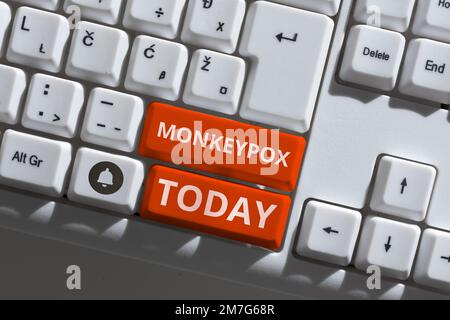 Text sign showing Monkeypox. Conceptual photo poxvirus of Africa caused ...
