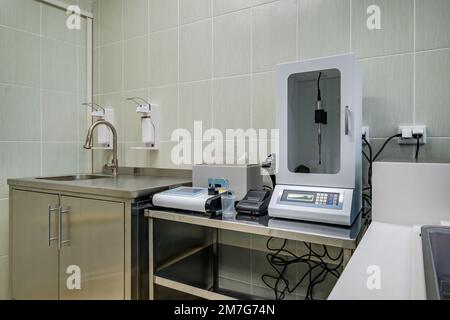 MOSCOW, RUSSIA - AUGUST 2019: treatment room in a modern clinic or ...