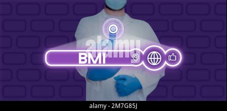 Inspiration showing sign Bmi. Concept meaning Method of estimating body ...