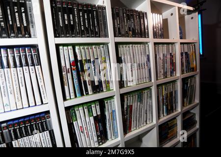 A huge library of old Playstation games on display in Havant, Hampshire ...