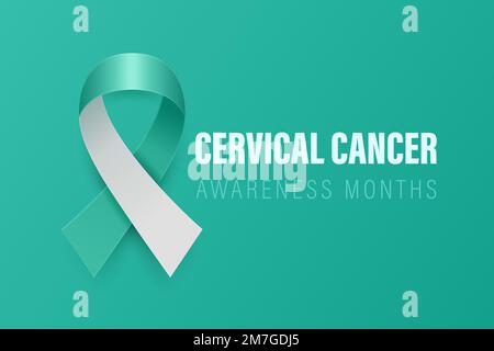 Cervical Cancer Banner, Card, Placard with Vector 3d Realistic Teal and ...