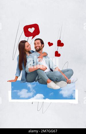 Composite collage photo of young smile charming bob hair lady red ...