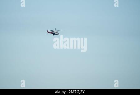G-ETPP AugustaWestland AW139 training helicopter flying low on a ...