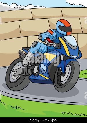 Motorcycle Racing Cartoon Colored Clipart Stock Vector Image & Art - Alamy