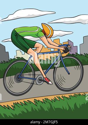 Road Bicycle Racing Cartoon Colored Clipart Stock Vector Image & Art ...