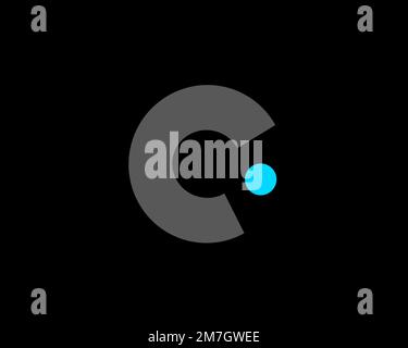 Cyan Worlds, rotated logo, black background Stock Photo - Alamy
