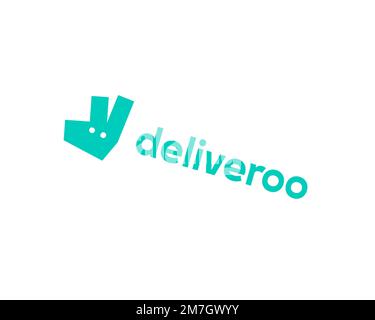 Deliveroo, rotated logo, white background Stock Photo - Alamy