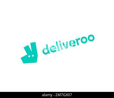Deliveroo, rotated logo, white background B Stock Photo - Alamy
