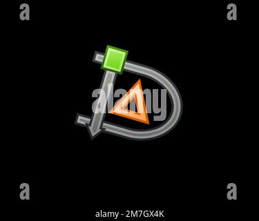 Slide software, rotated logo, black background Stock Photo - Alamy