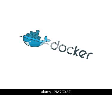 Docker software, rotated logo, white background Stock Photo - Alamy