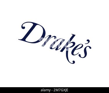 Drake's haberdashers, rotated logo, white background Stock Photo - Alamy