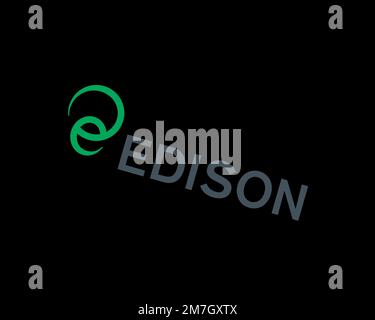 Edison company, rotated logo, black background Stock Photo - Alamy