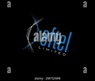 Eftel, rotated logo, black background Stock Photo - Alamy