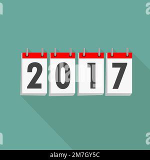 Calendar icon 2017 in flat design. Vector illustration. Happy New Year ...