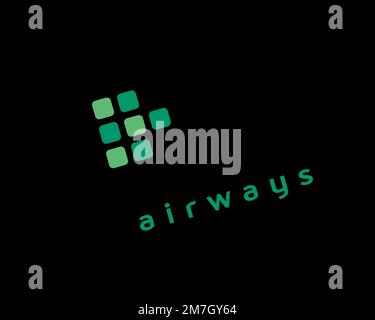 Emerald Airways, rotated logo, black background B Stock Photo - Alamy