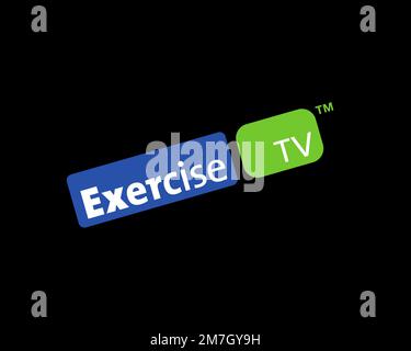 ExerciseTV, rotated logo, black background B Stock Photo - Alamy