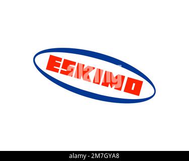 Eskimo ice cream, rotated logo, black background B Stock Photo - Alamy