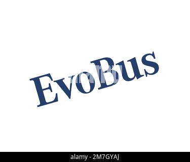 EvoBus, rotated logo, white background B Stock Photo - Alamy