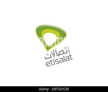 Etisalat, rotated logo, white background Stock Photo - Alamy
