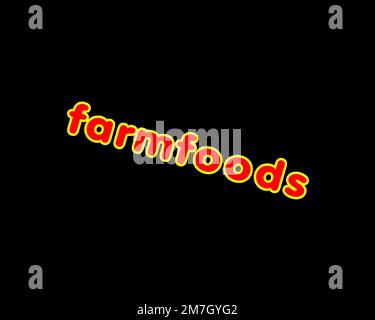 Farmfoods, rotated logo, black background Stock Photo - Alamy